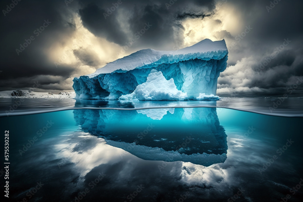 Breathtaking Iceberg with beautiful reflection on the sea concept ...