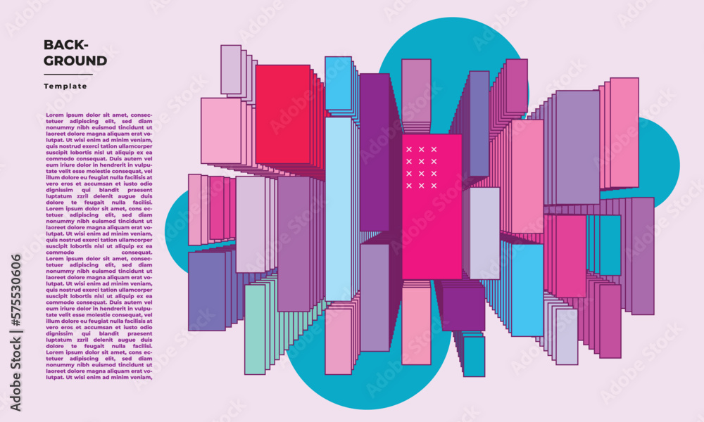 Abstract and colorful isometric rectangle background template for art ...