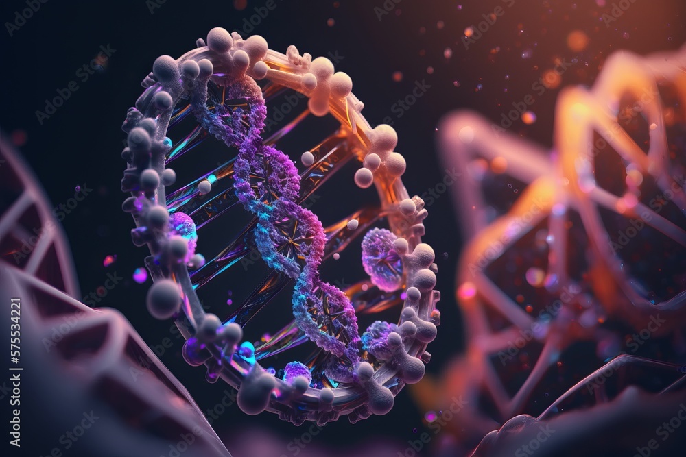Under magnification, the double-helical structure of DNA is visible. AI ...