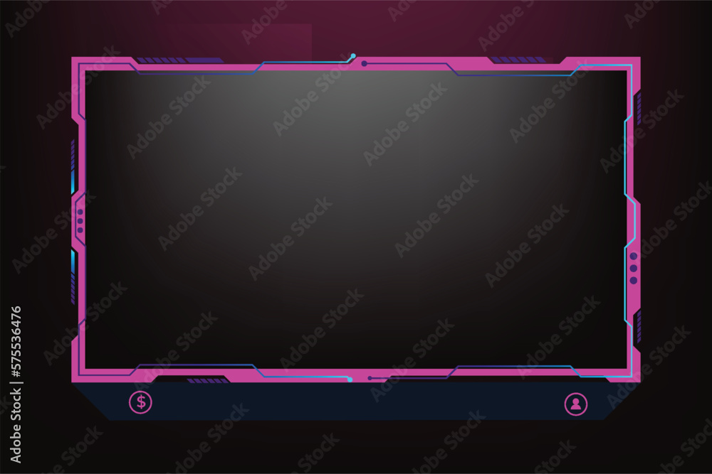 Girly gaming overlay decoration for online streamers. Modern game frame ...