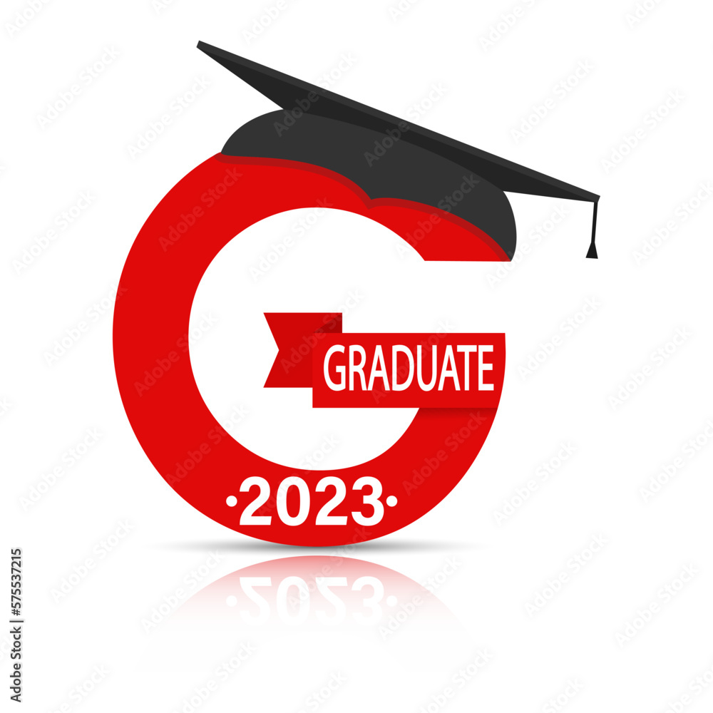 Stylized letter G with the inscription Graduate 2023 and the graduate ...