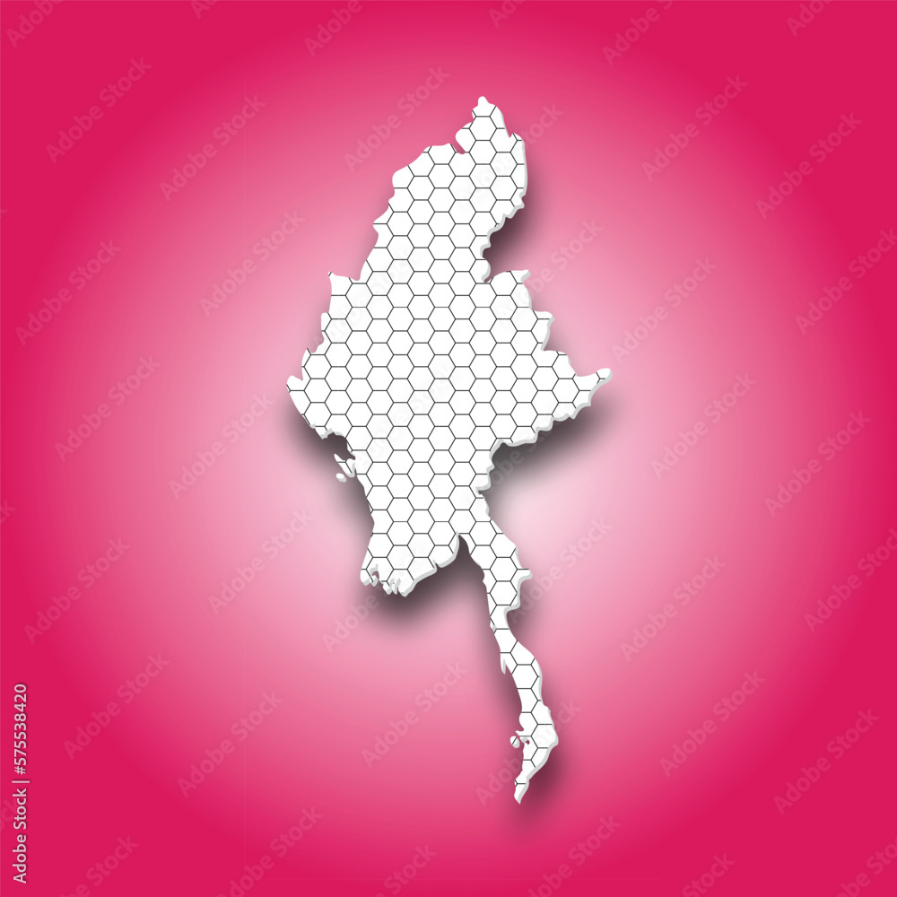 Myanmar map vector design in 3d style polygon pattern with gradient ...