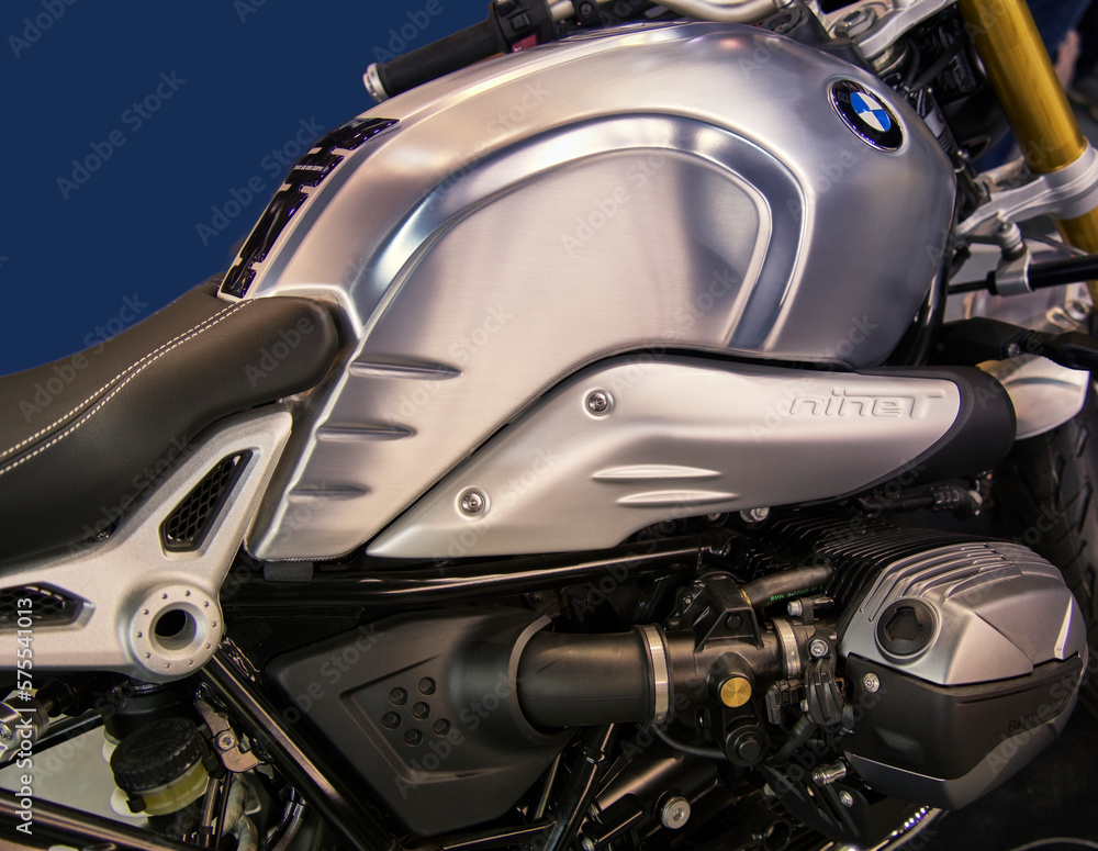 Braunschweig, Germany, Februara 25, 2023: BMW R ninet motorcycle, view ...