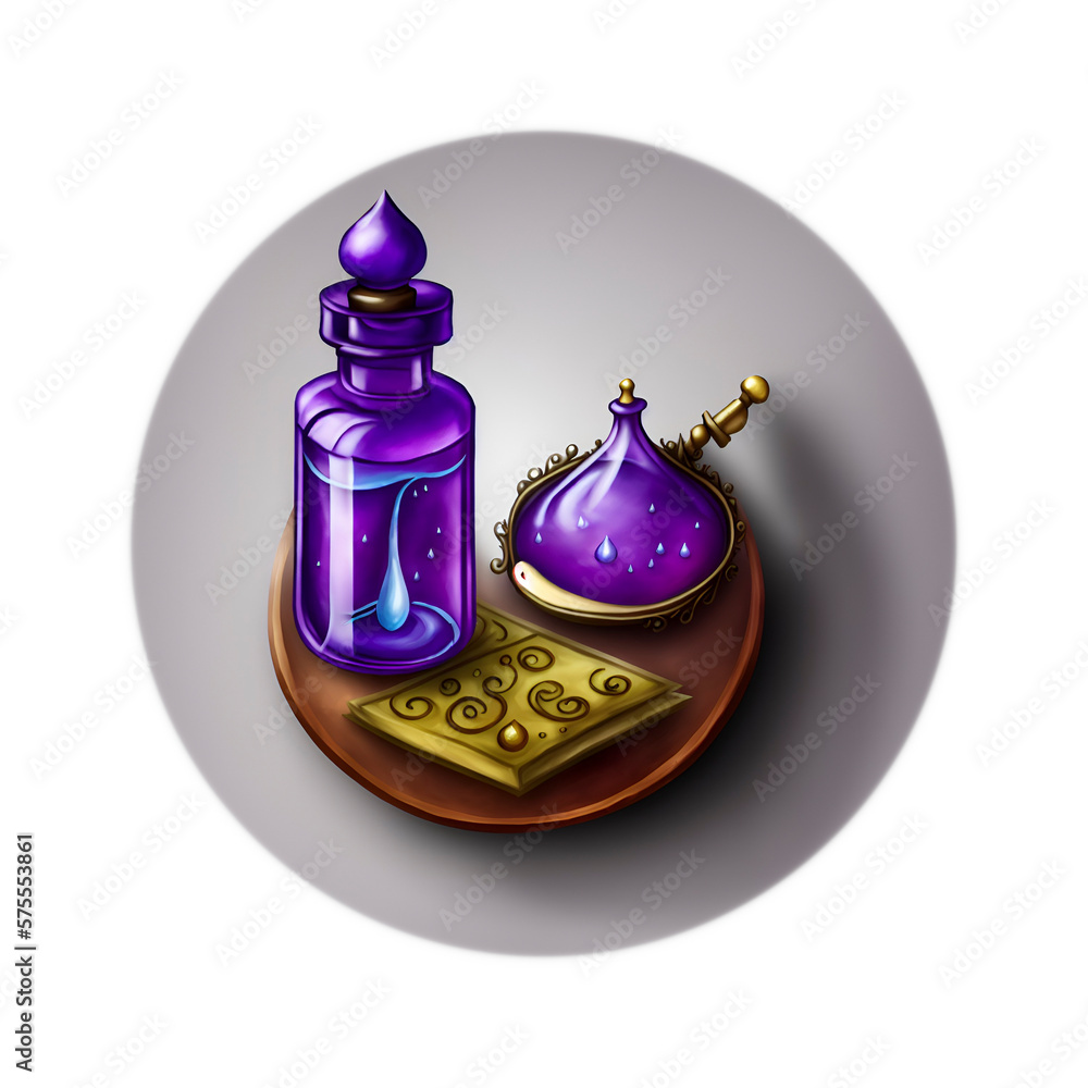 Magic potion, glass flask for RPG game, icon design. Generative AI ...