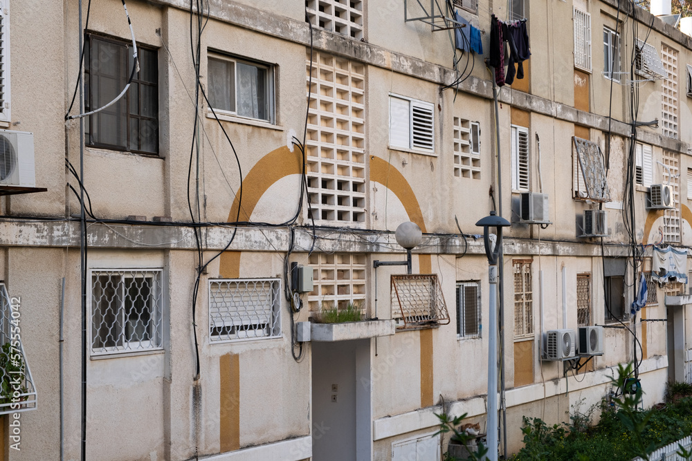 Typical old aged Architecture in israel. 60s buildings with air ...