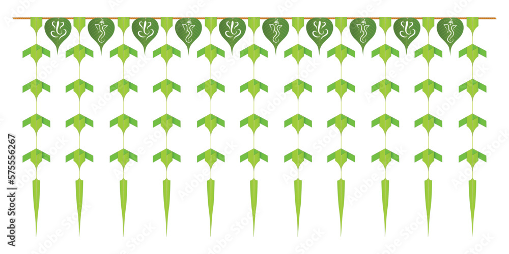 Indian Traditional peepal and palm Leaves realistic toran, Garland ...