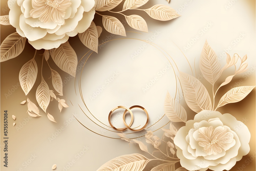 Beige / Off-white colored vintage wedding invitation card design ...