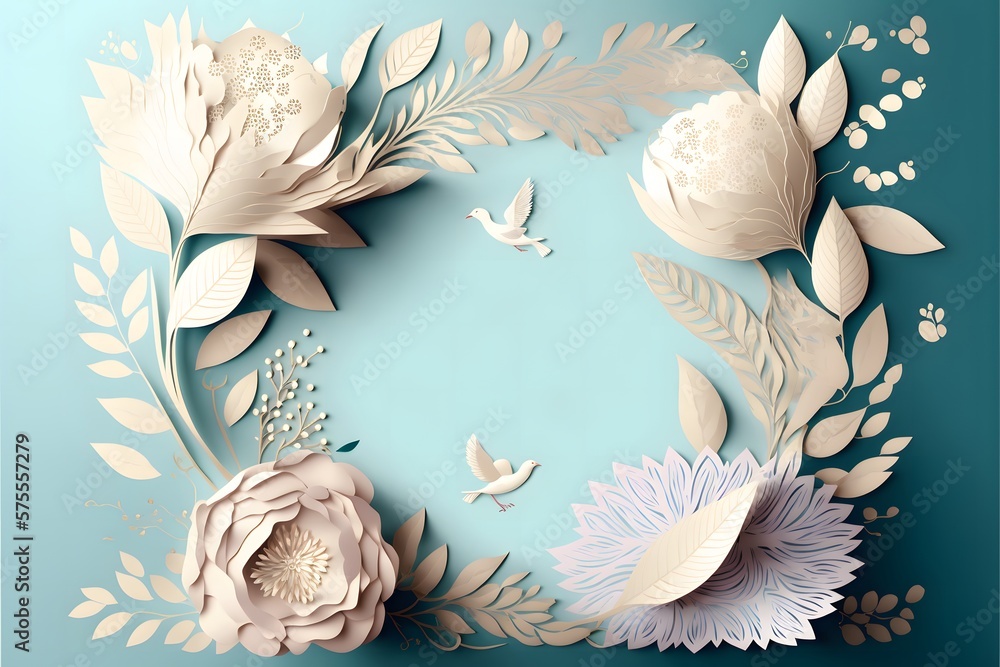 Blue-colored wedding invitation card background design template with a ...