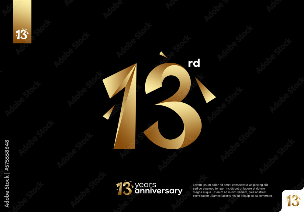 Number 13 gold logo icon design, 13rd birthday logo number, 13rd ...