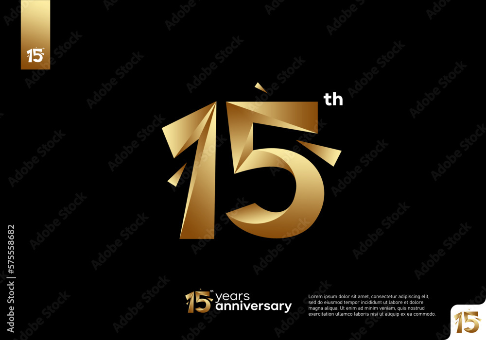 Number 15 gold logo icon design, 15th birthday logo number, 15th ...