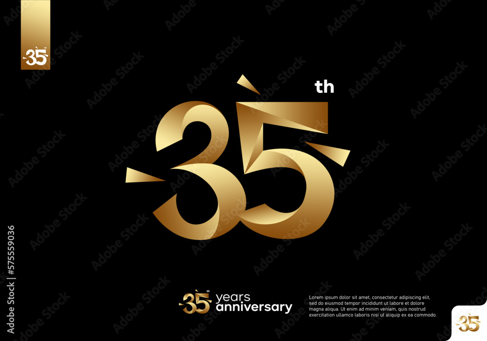 Number 35 gold logo icon design, 35th birthday logo number, 35th anniversary. Stock Vector ...