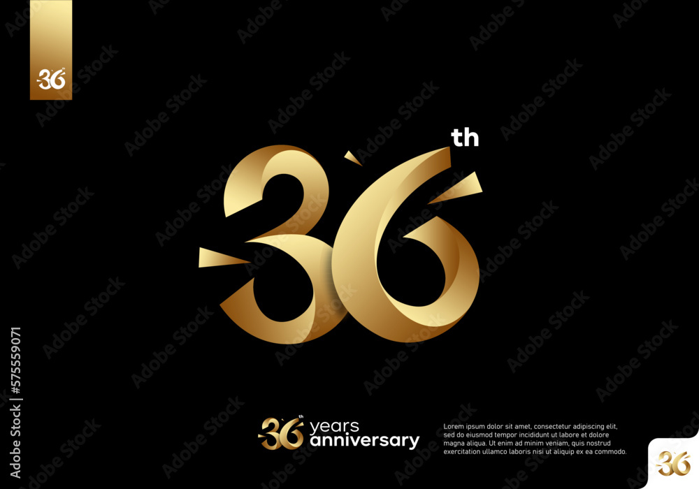 Number 36 gold logo icon design, 36th birthday logo number, 36th ...