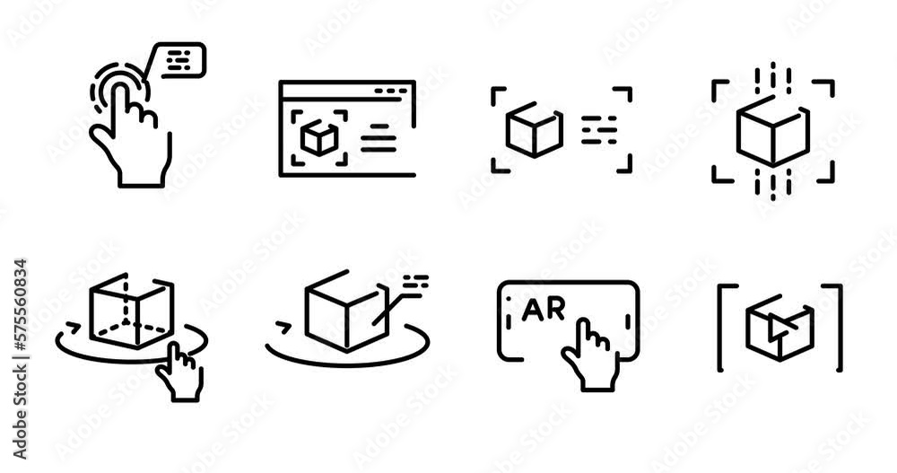 augmented reality animated outline icon set on white background ...