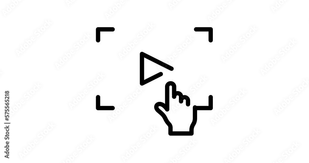 play button animated outline icon on white background. play button 4k ...