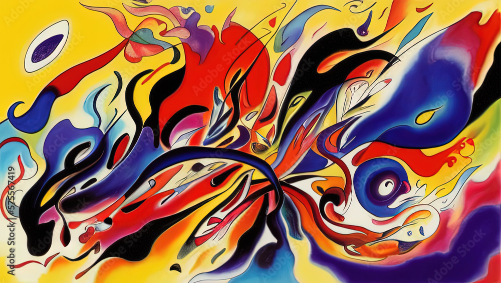 An abstract painting inspired by the elements of fire, water, earth ...