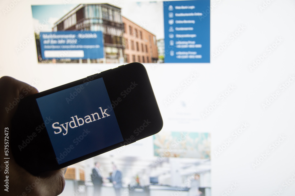 Rheinbach, Germany 26 February 2023, The brand logo of the Danish bank ...