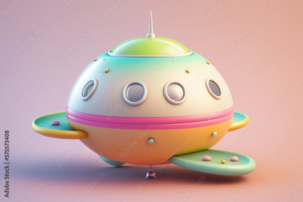 Cute kawaii ufo character Created with generative ai Stock Illustration ...