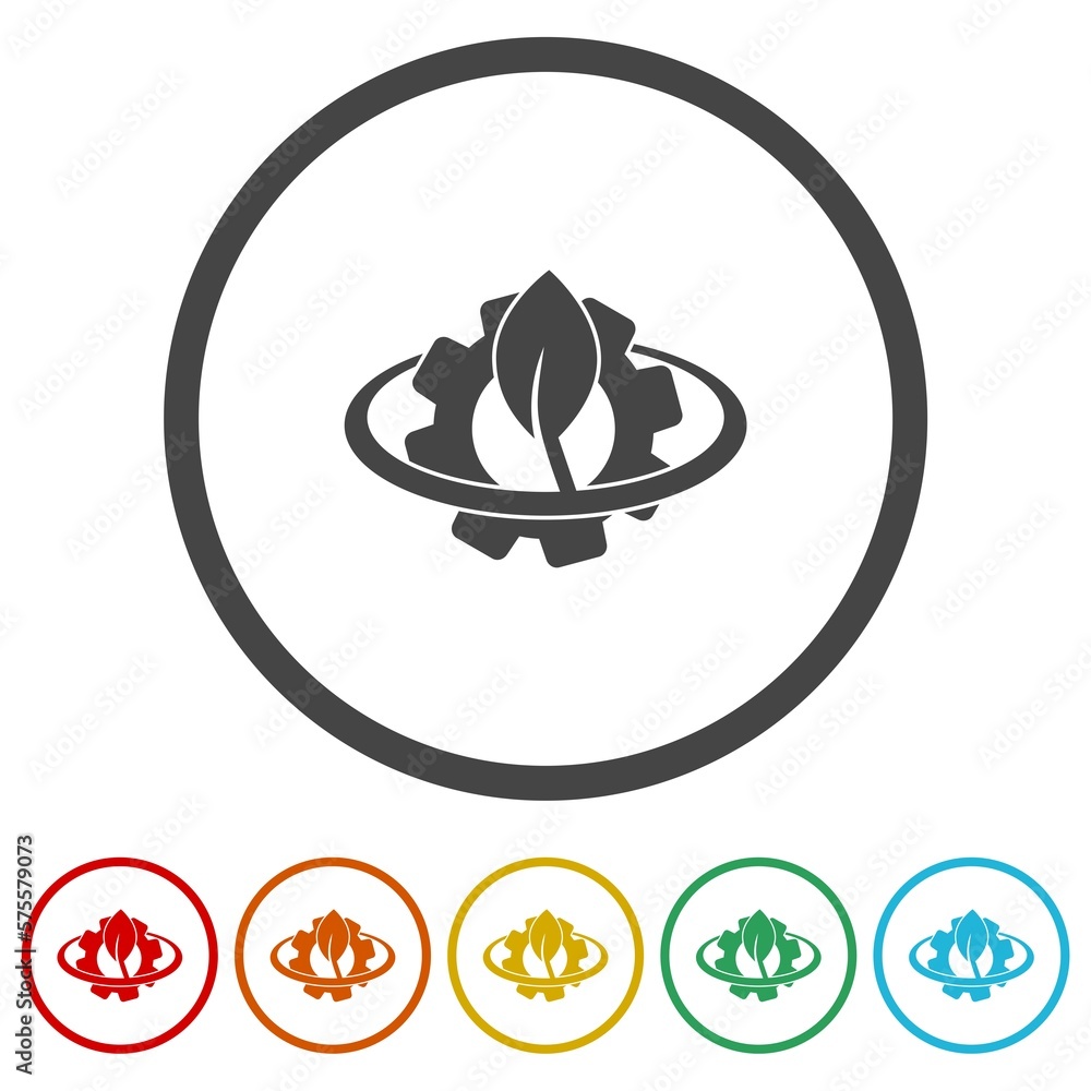 Nature Gear Icon Logo icons in color circle buttons Stock Illustration ...