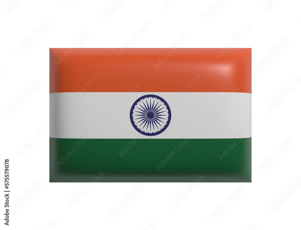 Flag of India isolated. Cartoon design icon. 3d rendering. PNG with ...