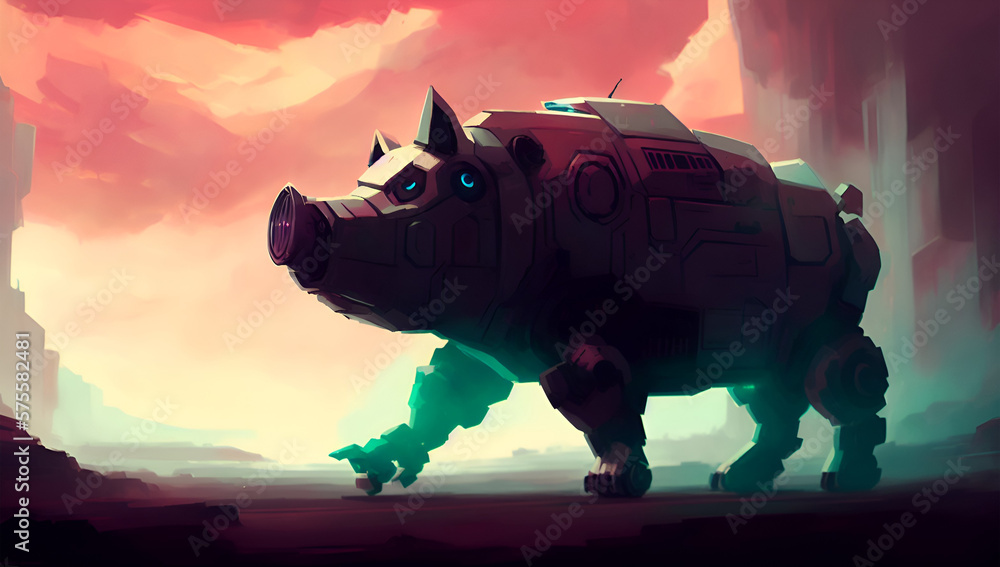 giant robot pig in a desert created with Generative AI Stock ...