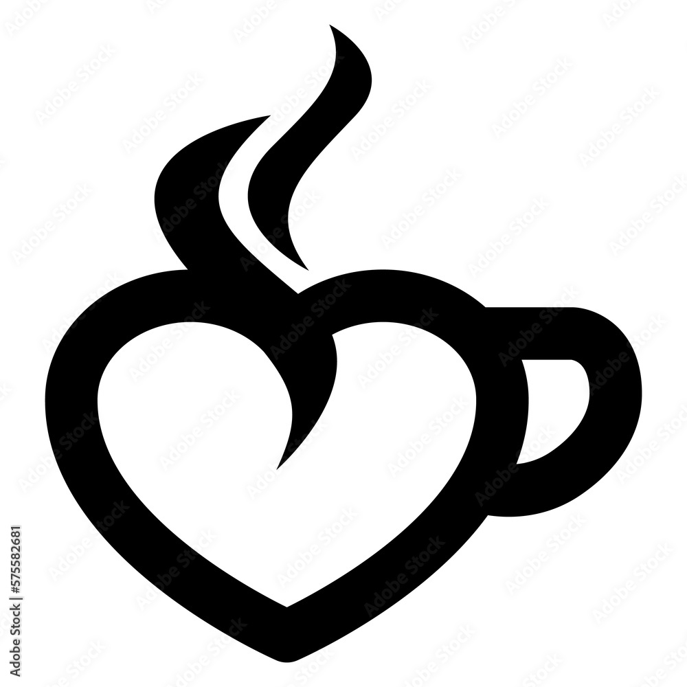 Logo i love coffee. Silueta aislada de taza de café con líneas con ...