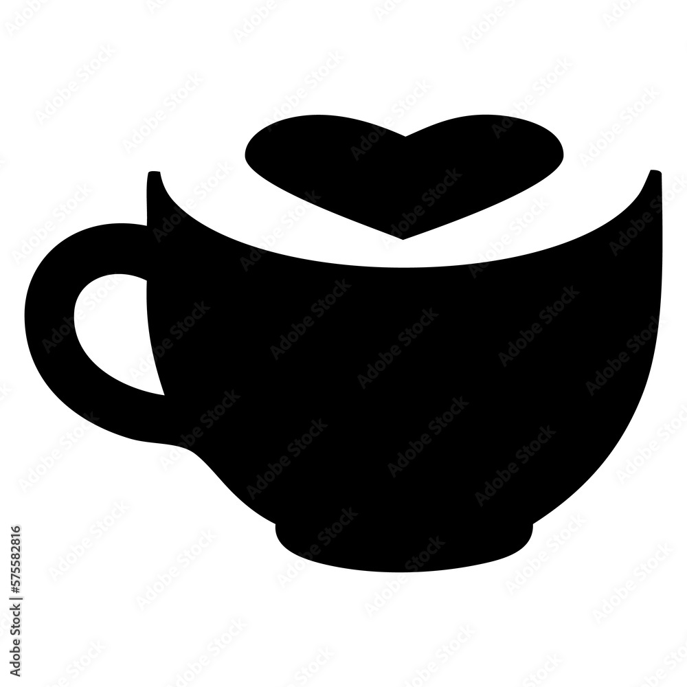 Logo i love coffee. Silueta aislada de taza de café con corazón en ... Logo i love coffee. Silueta aislada de taza de café con corazón en ...