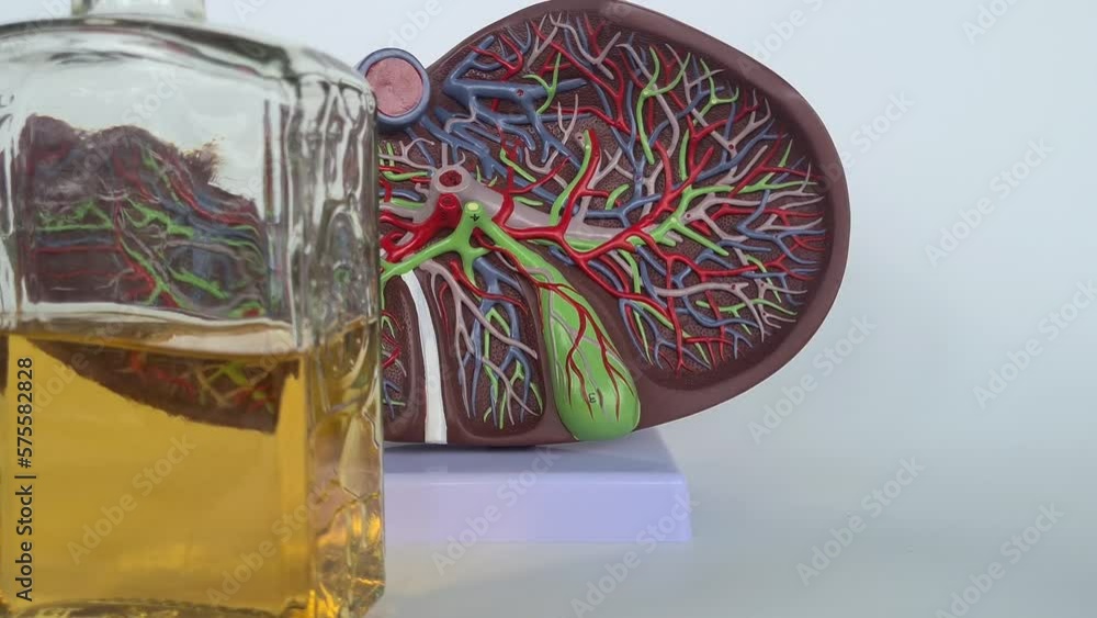 Alcoholic liver damage and liver cirrhosis. Anatomy of liver and ...