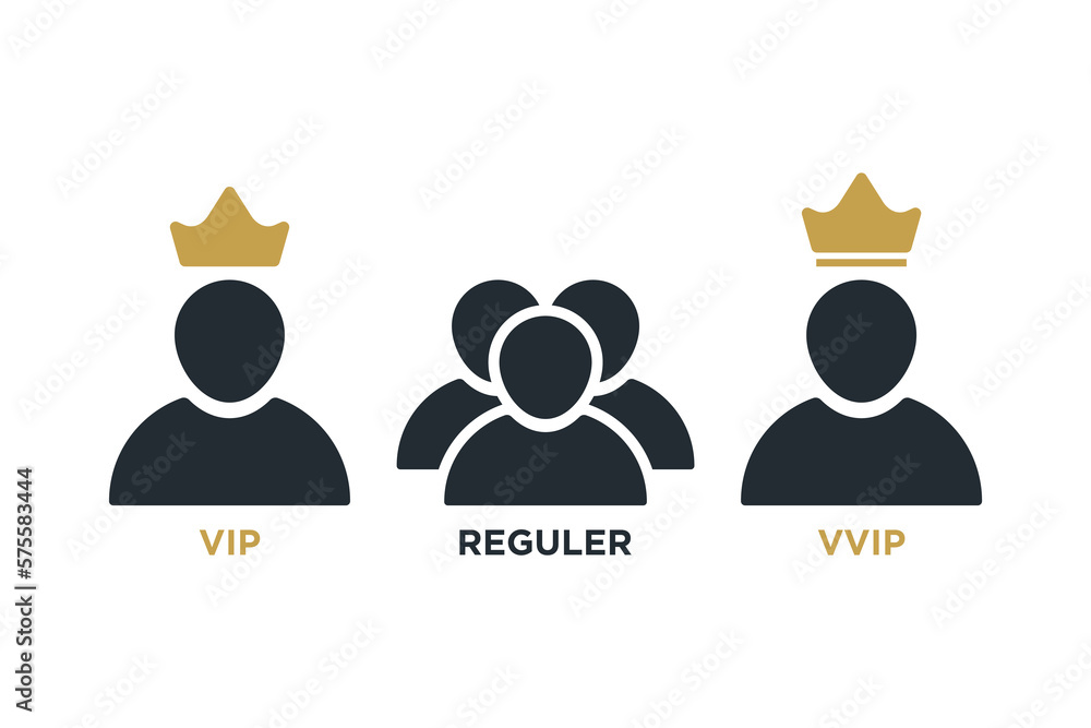 VIP and VVIP icon symbol vector. Very important person sign silhouette ...