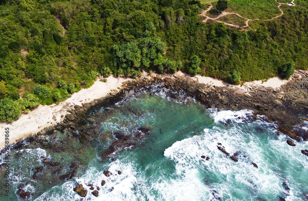 Aerial view of the tropical ocean landscape with a beach. Beautiful ...