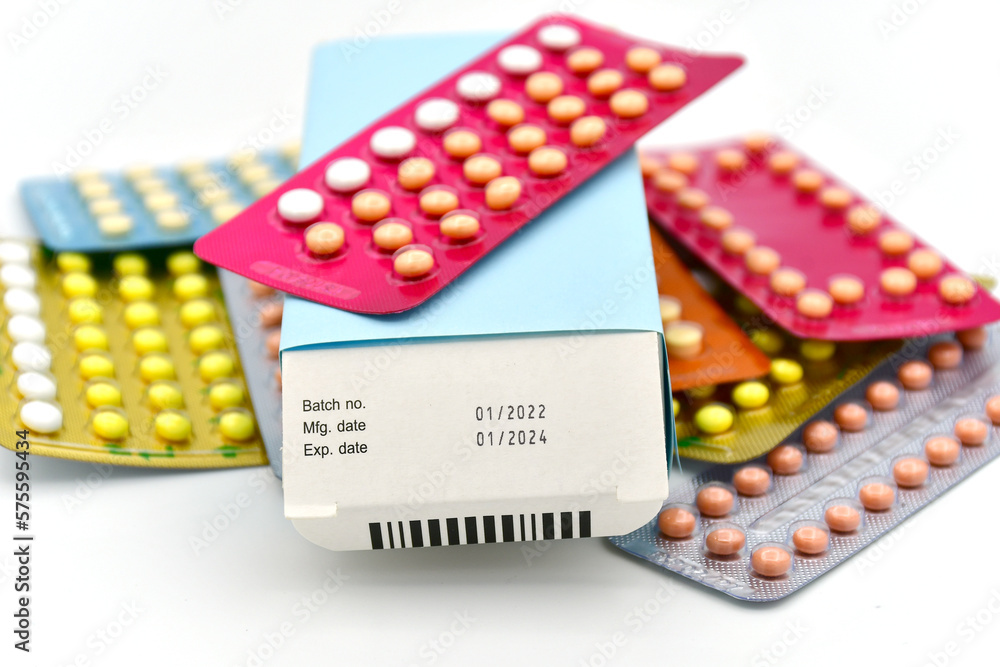 Manufacturing date and expiry date on pharmaceutical packaging. Stock ...