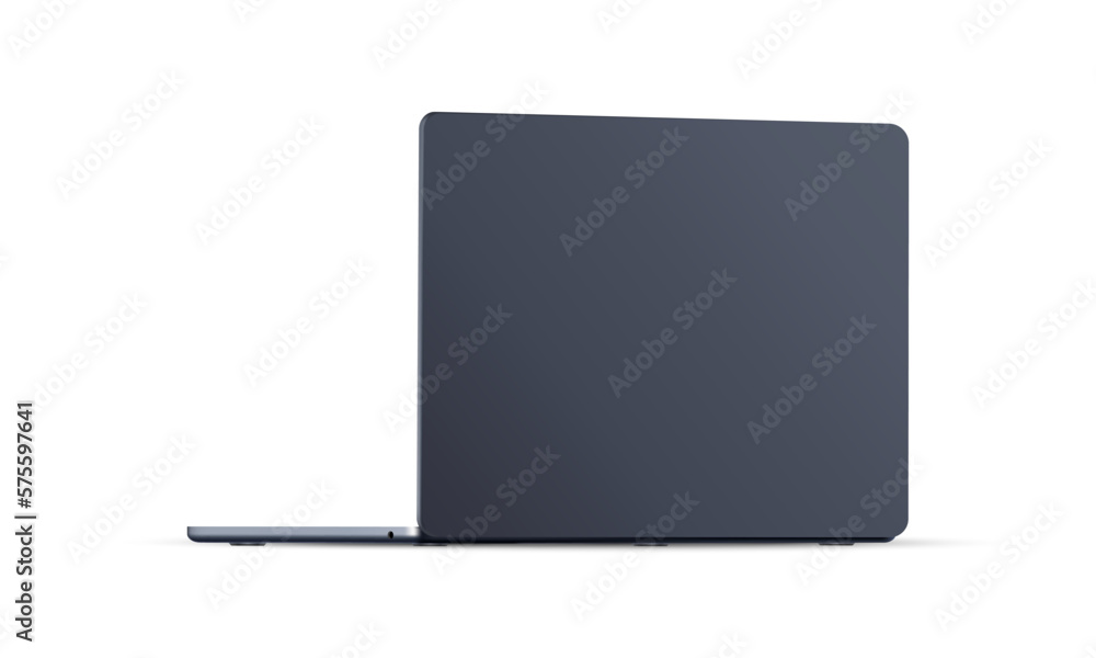 Laptop Backside View, Dark-Blue Mockup, Isolated on White Background ...