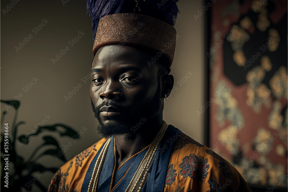 Generative AI. Groom traditionally dressed standing in a room Stock Illustration | Adobe Stock