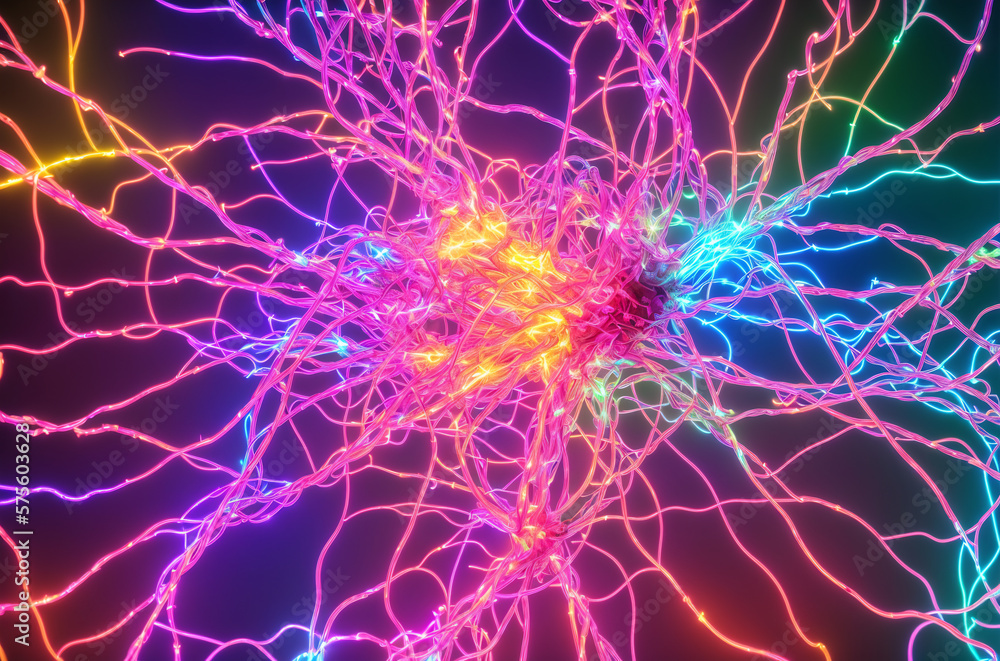 Image of the connections between neurons in the human brain. Generative ...
