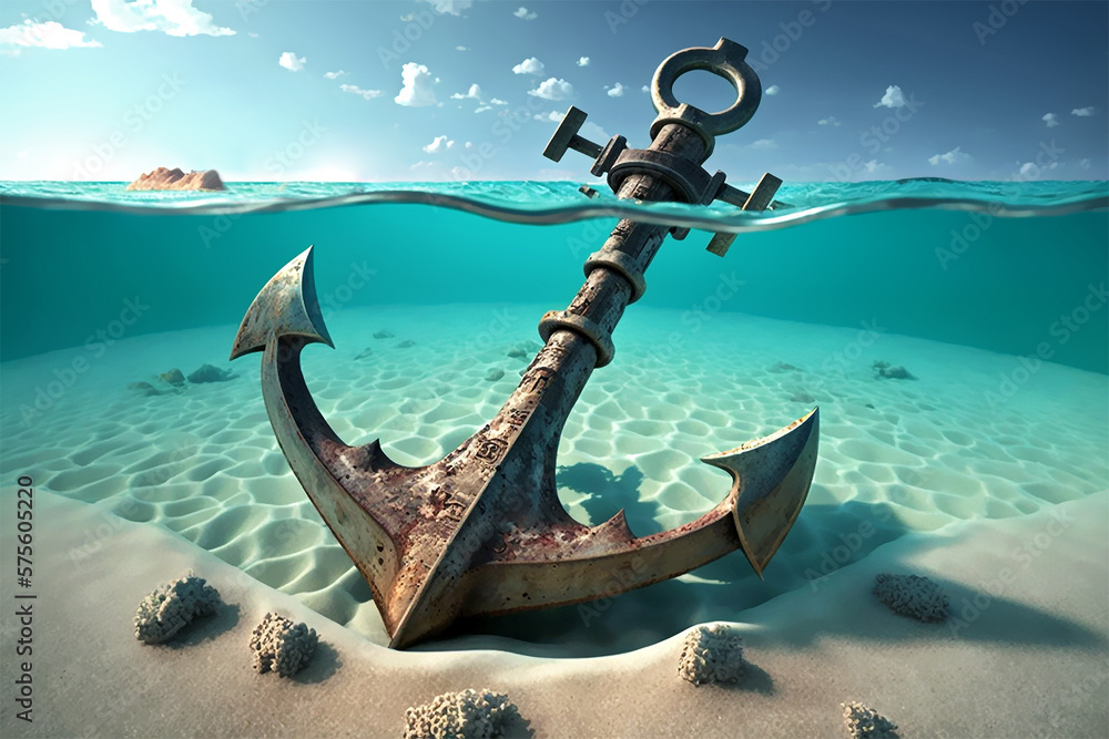 anchor in the shallow water of a small island generative ai ...
