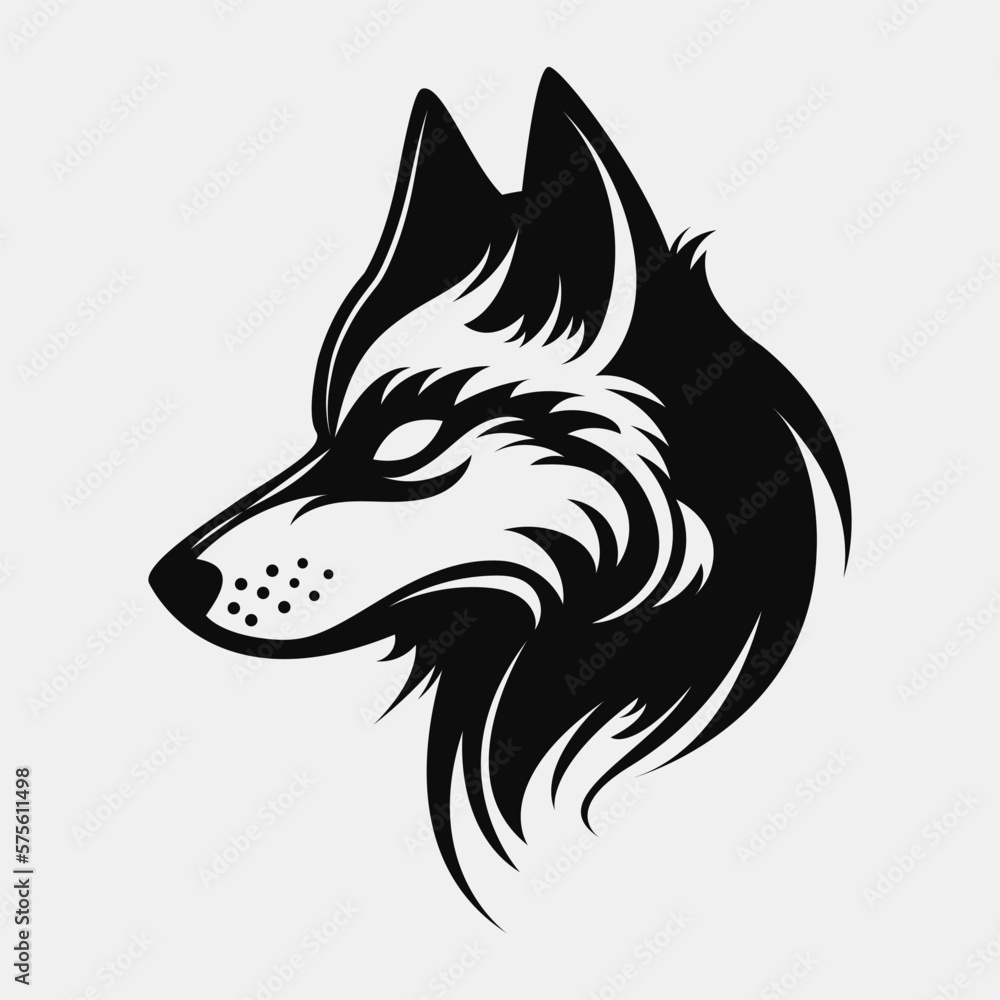 Wolf head logo. Black and white emblem. Vector illustration Stock ...