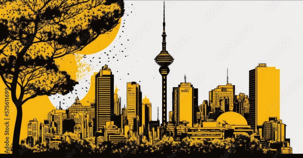 Tokyo Travel Illustration, Japan Tourism Concept, Skylines, Landmarks ...