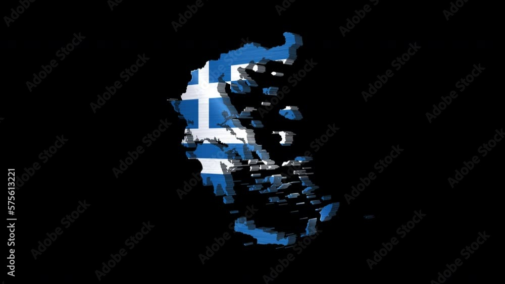 3D animation of Greece map rotating, isolated by alpha channel ...
