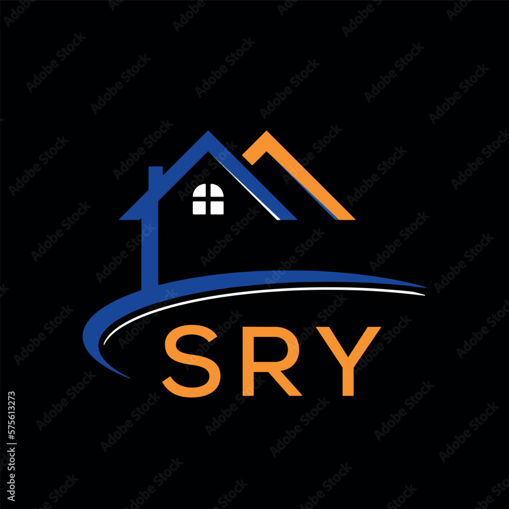 Vetor de SRY house logo, letter logo. SRY blue image on black ...