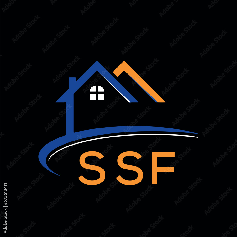 Vetor de SSF house logo, letter logo. SSF blue image on black ...