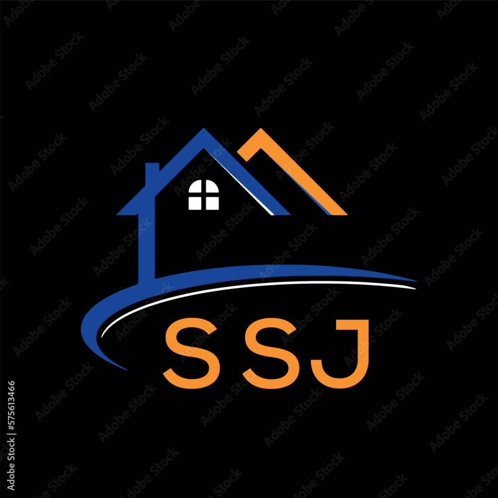 Vetor de SSJ house logo, letter logo. SSJ blue image on black ...