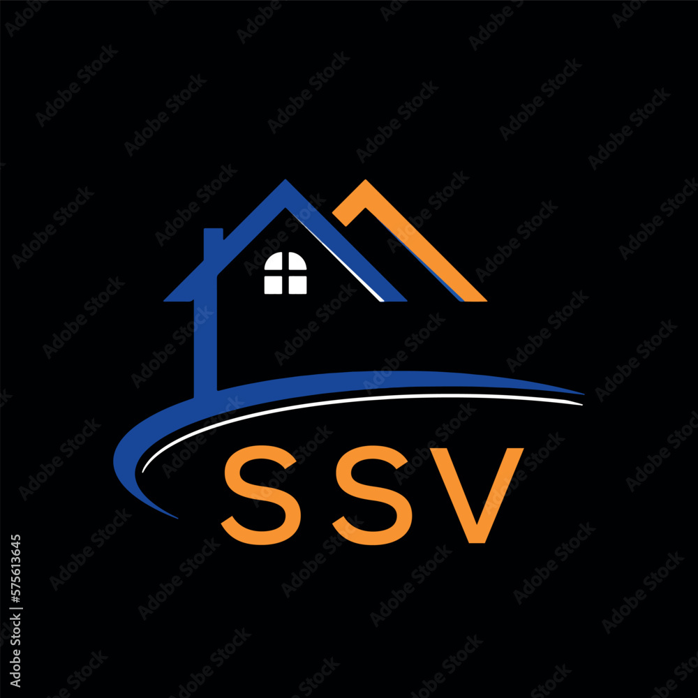 Vetor de SSV house logo, letter logo. SSV blue image on black ...