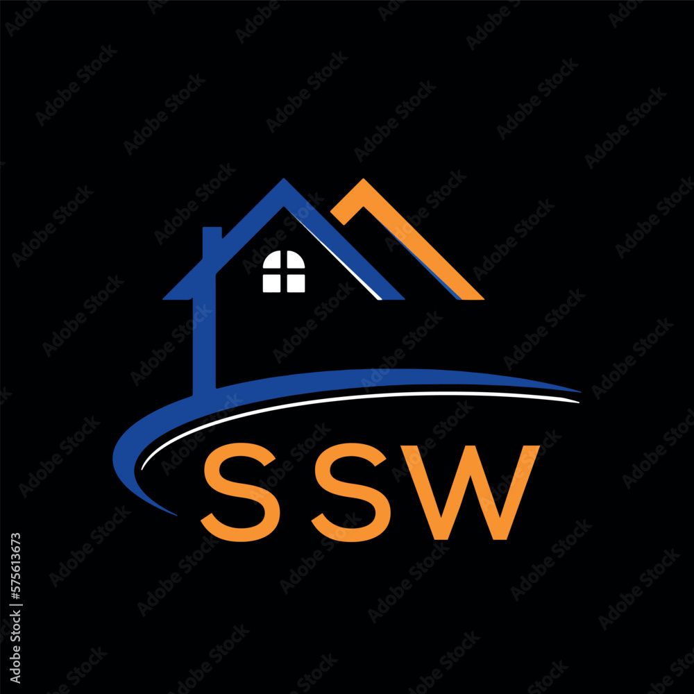 Vetor de SSW house logo, letter logo. SSW blue image on black ...
