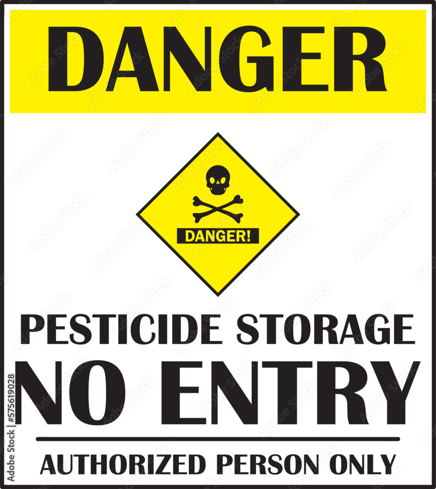 Pesticide storage area no entry warning sign vector, authorized person ...