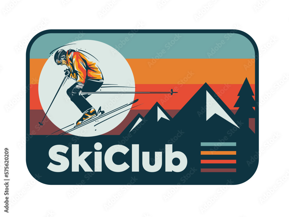 vector set of skiing logos, emblems and design elements Stock Vector ...