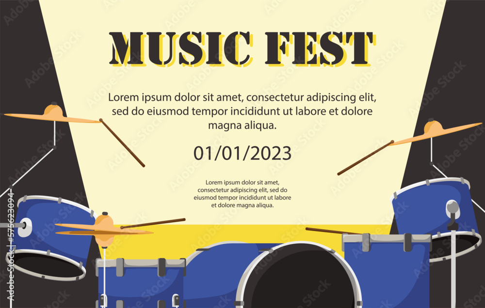 Music festival poster with musical instrument. Original design for ...