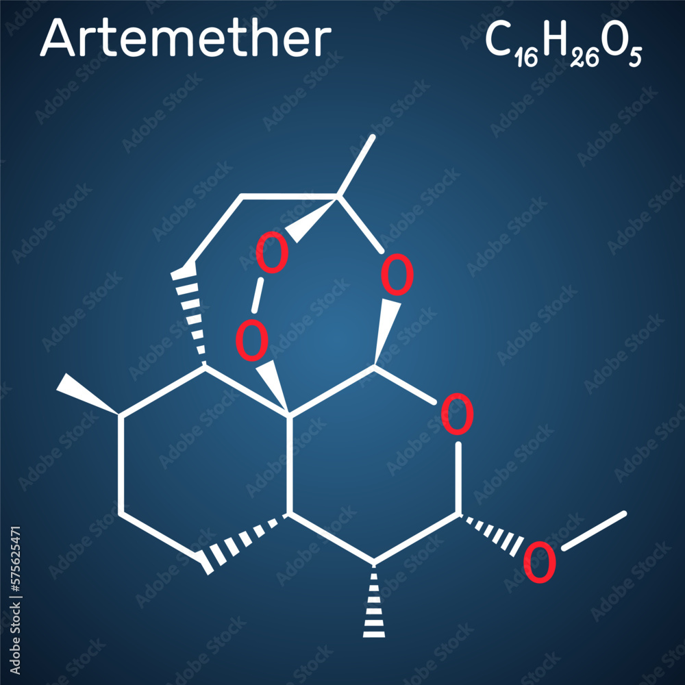 Artemether molecule. It is used for the treatment of malaria ...