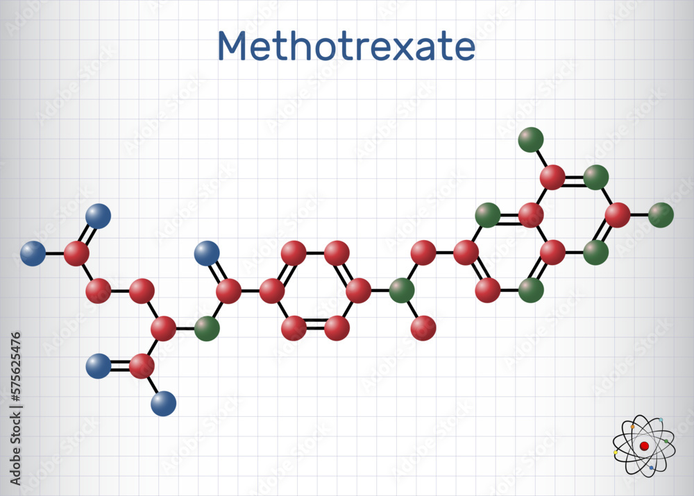 Methotrexate, MTX molecule. It is antineoplastic drug, used the ...