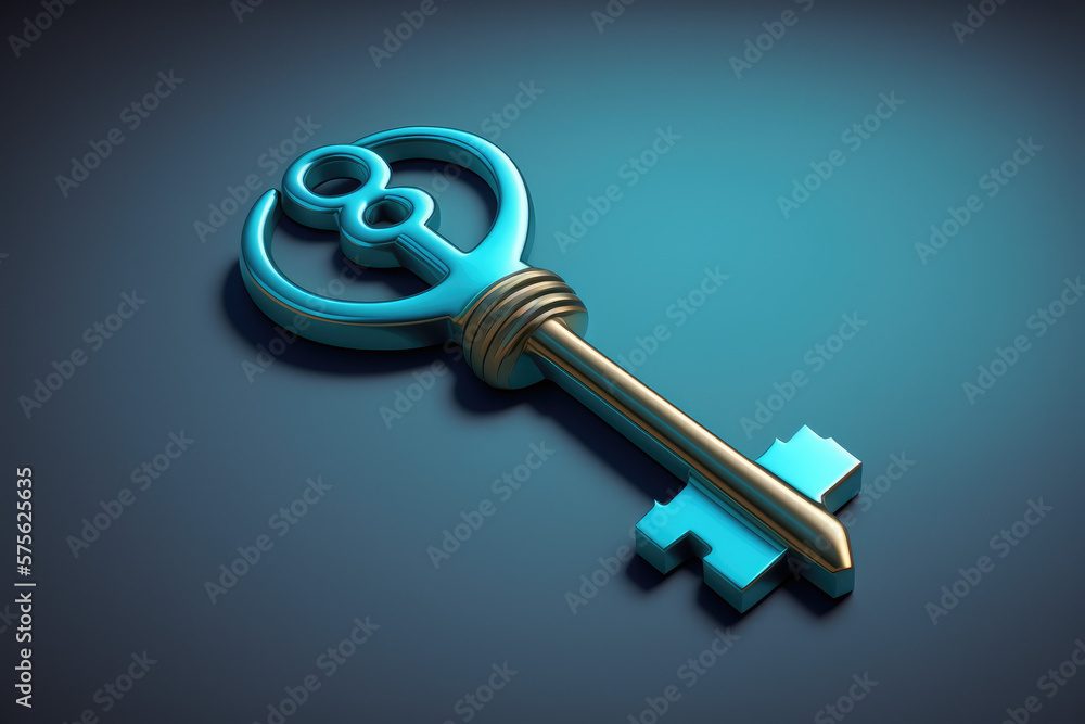 simple 3d blue key emoji icon render made by generative ai ilustração ...