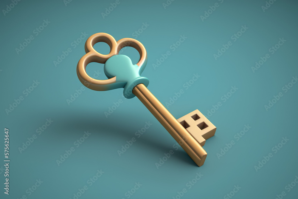 simple 3d blue key emoji icon render made by generative ai Stock ...