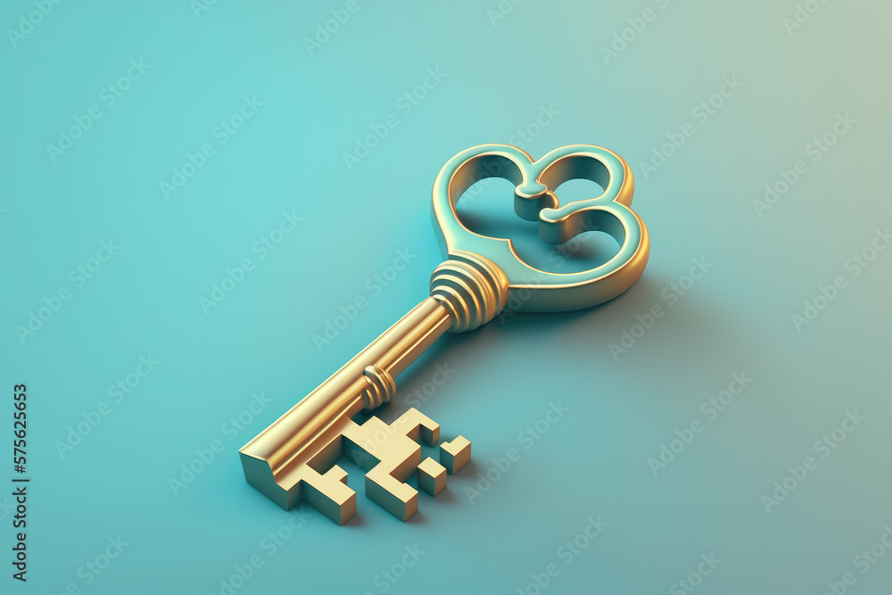 simple 3d blue key emoji icon render made by generative ai Stock ...